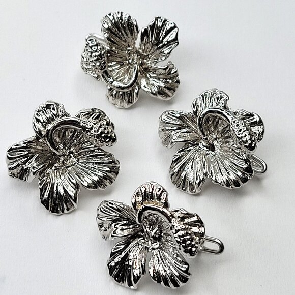 Accessories | Mens Coat Lapel Pins 4 Rhodium Plated Hibiscus Flower ...